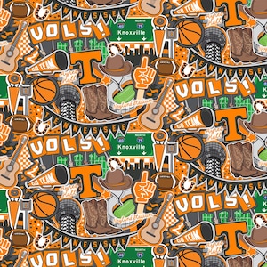 NCAA University of Tennessee Volunteers Doodle Cotton Fabric, Priced by ...