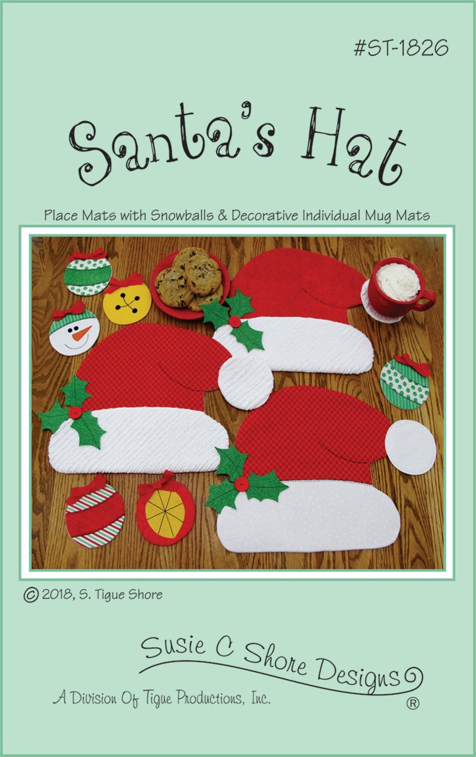 Santa's Hat Place Mats Sewing Pattern, From Susie C. Shore Designs ...