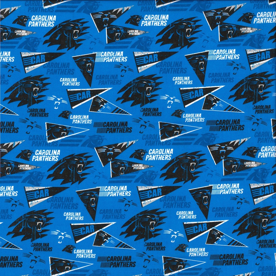 NFL Football Carolina Panthers on Blue Woven Cotton Fabric Priced by ...