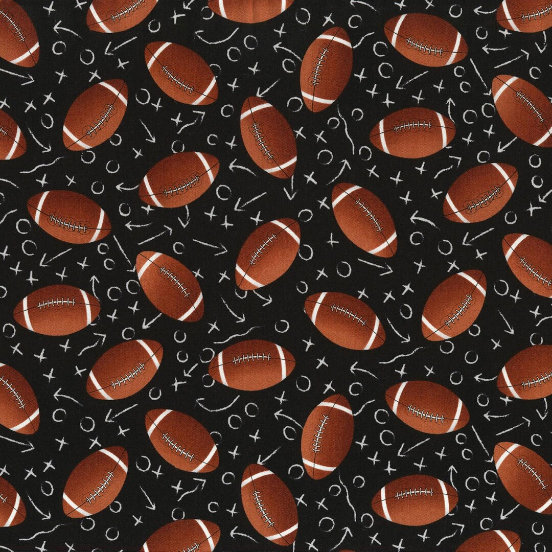 All Stars Football All Over on Black Woven Cotton Fabric From Timeless ...