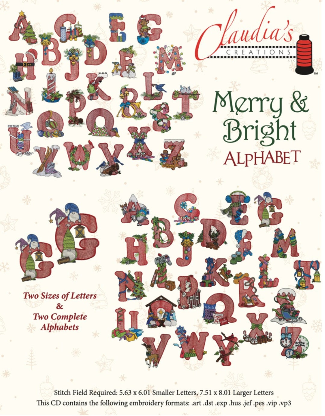 Merry and Bright Alphabet Machine Embroidery CD, From Claudia's ...