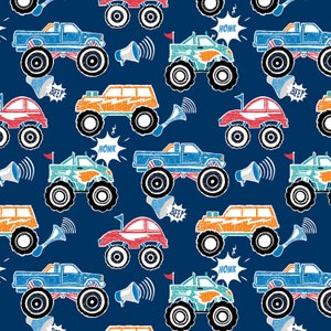 Monster Jam Monster Trucks Cotton Fabric, 4 Color Choices, From Michael ...