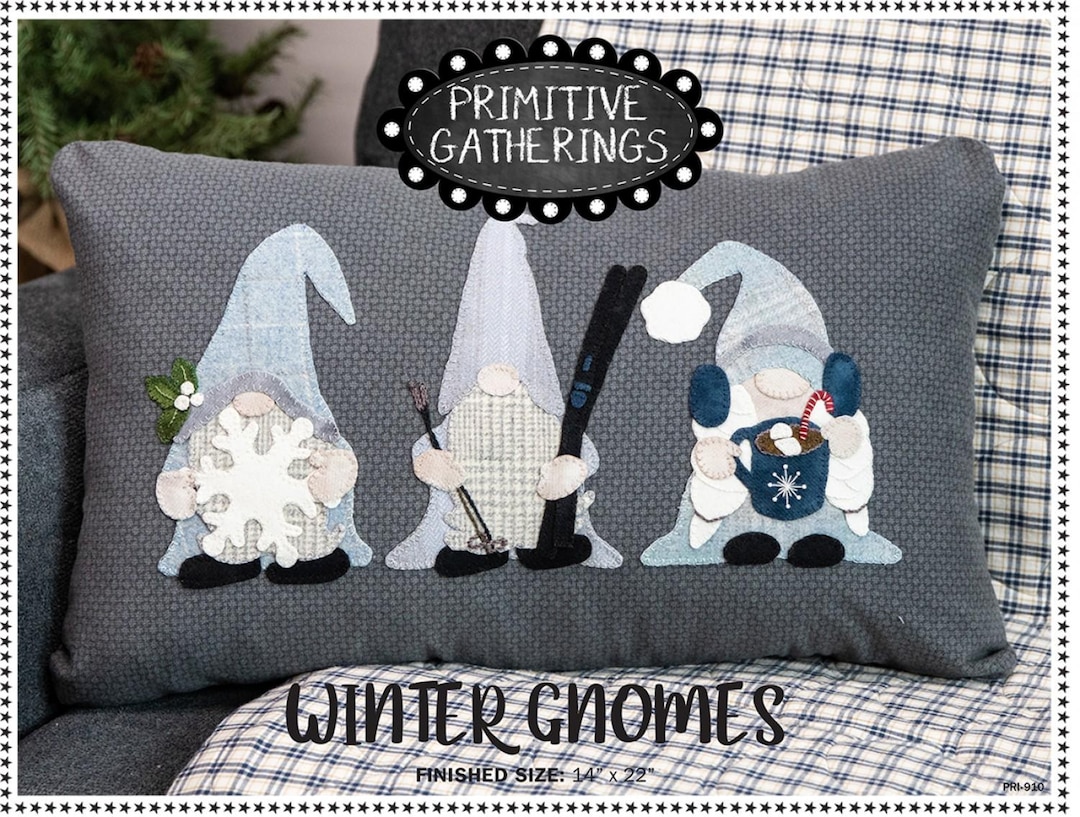 Winter Gnomes Pillow Sewing Pattern From Primitive Gatherings BRAND NEW ...