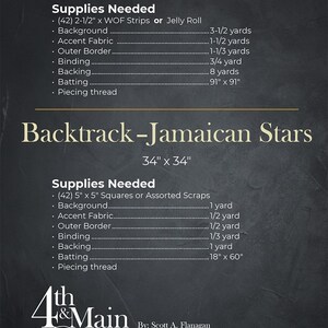 Jamaican Stars Quilt Quilting Pattern, From 4th and Main BRAND NEW ...