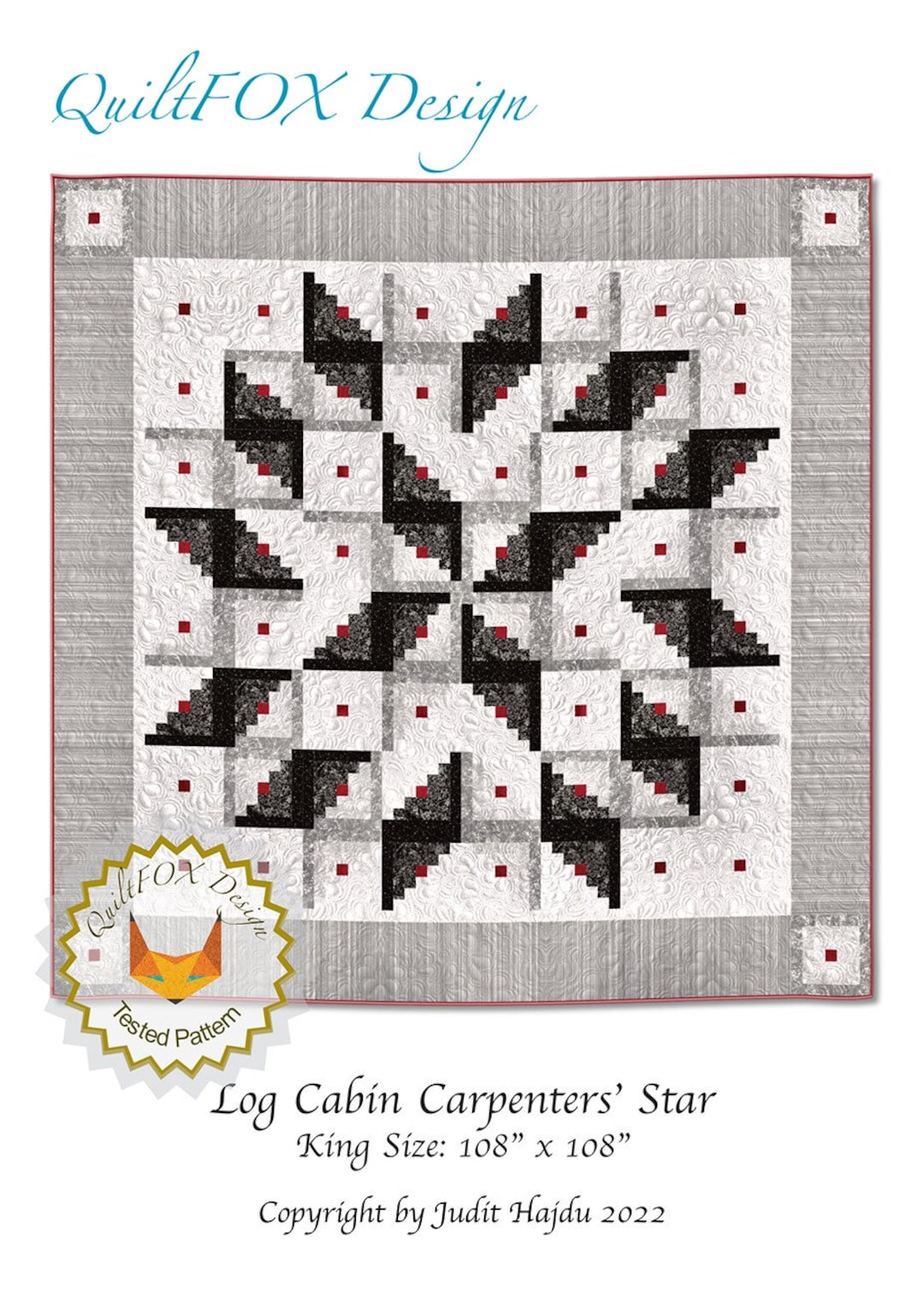 Log Cabin Carpenters Star Quilt Quilting Pattern, From Quiltfox Designs ...