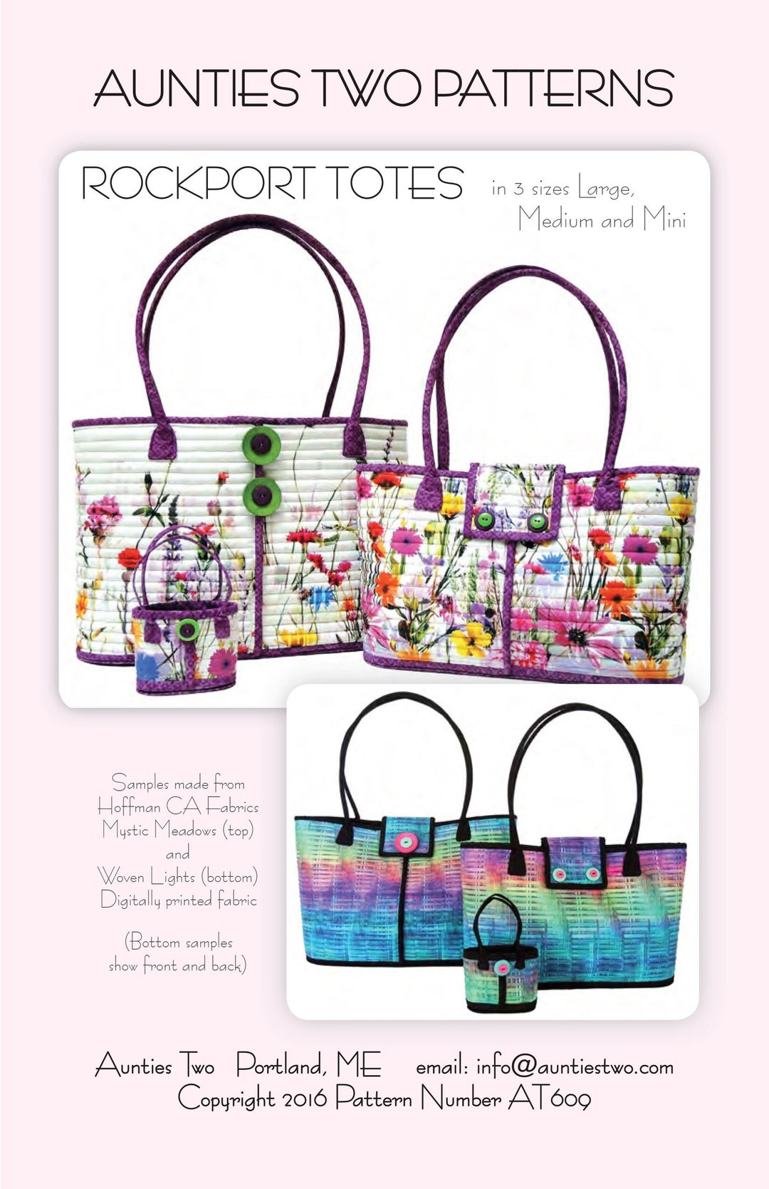 Rockport Tote Bag, Purse, Sewing and Quilting Pattern, From Aunties Two ...