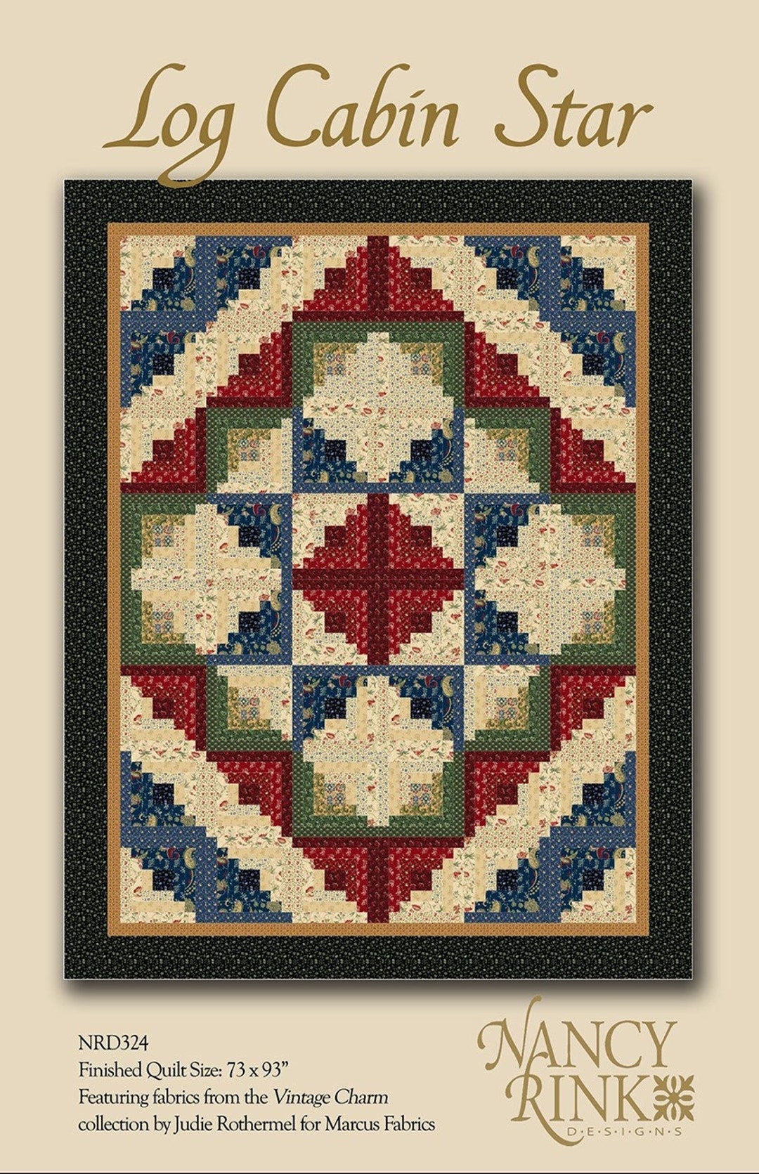 Log Cabin Star Pieced Quilt Quilting Pattern From Nancy Rink Designs ...
