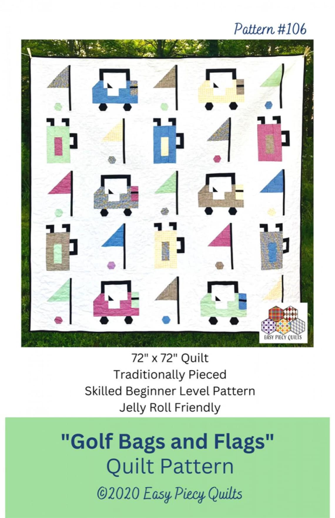 Golf Bags and Flags Quilt Quilting Pattern, From Easy Piecy Quilts ...