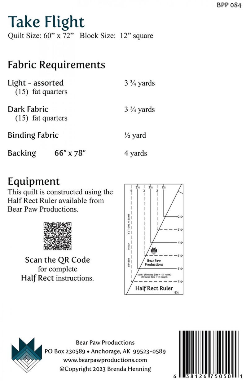 Take Flight Quilt Quilting Pattern, From Bear Paw Productions BRAND NEW ...