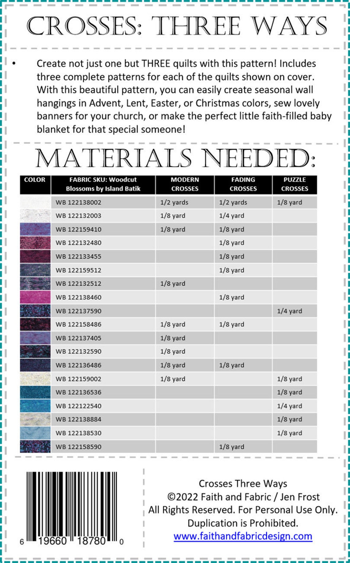 Crosses Three Ways Quilt Quilting Pattern From Faith and Fabric BRAND ...