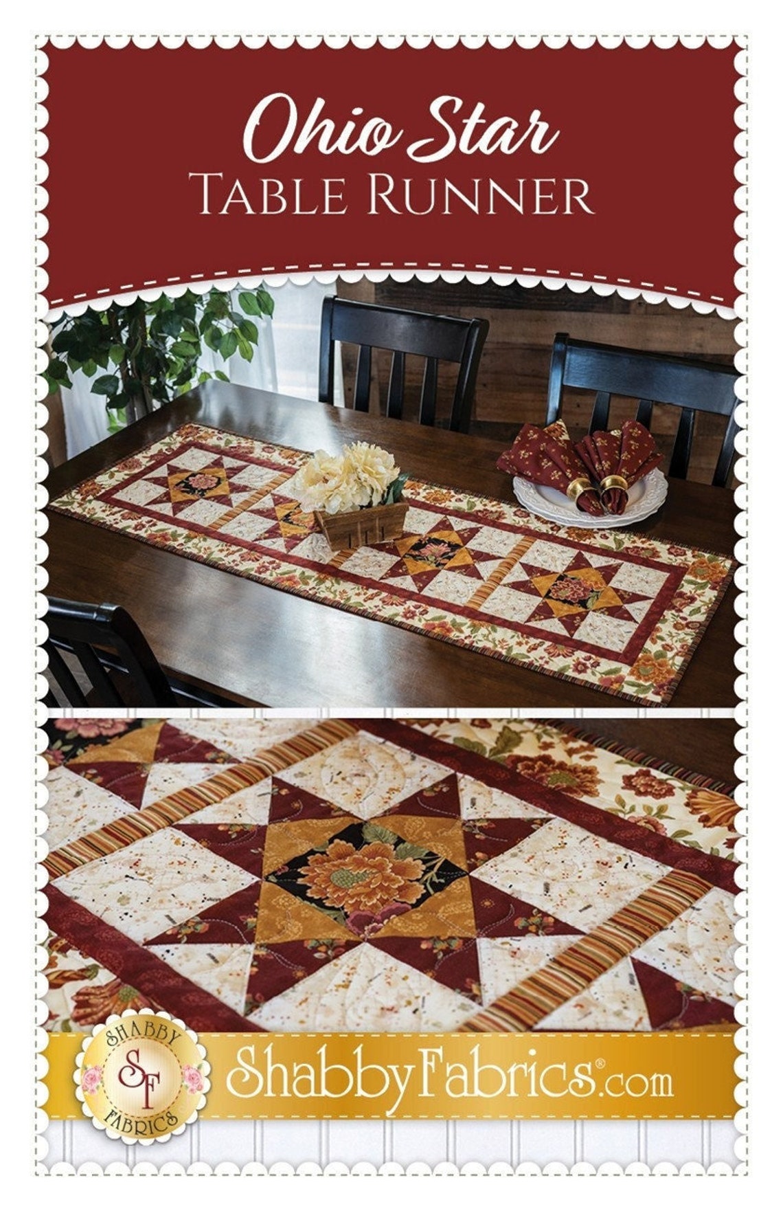 Ohio Star Table Runner Quilting Pattern From Shabby Fabrics BRAND NEW ...