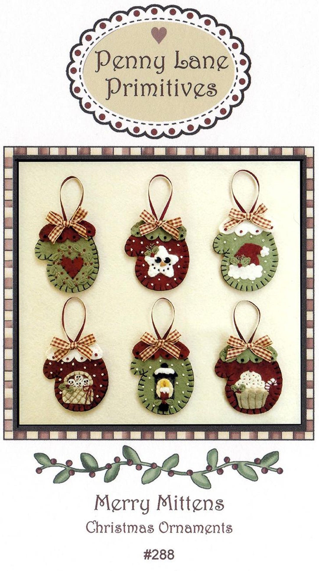 Merry Mittens Ornaments Sewing Pattern, From Penny Lane Primitives ...