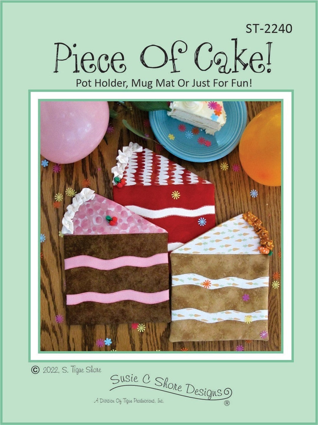 Piece of Cake Pot Holder, Mug Mat Sewing Pattern, From Susie C. Shore ...