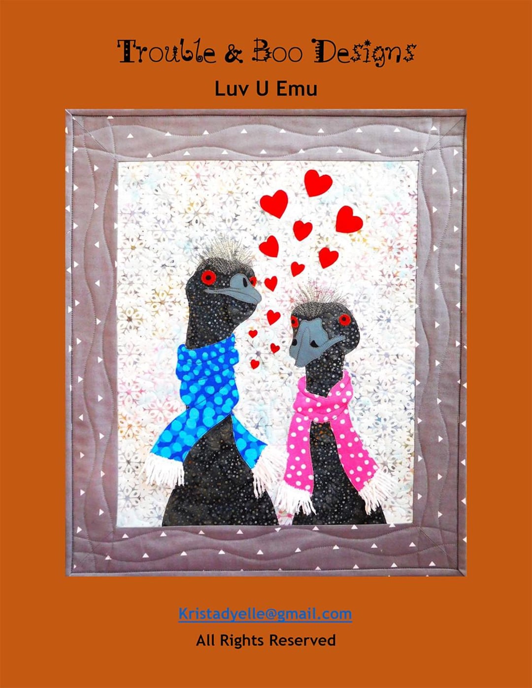 Luv U Emu Quilt Quilting Pattern From Trouble and Boo Designs NEW ...