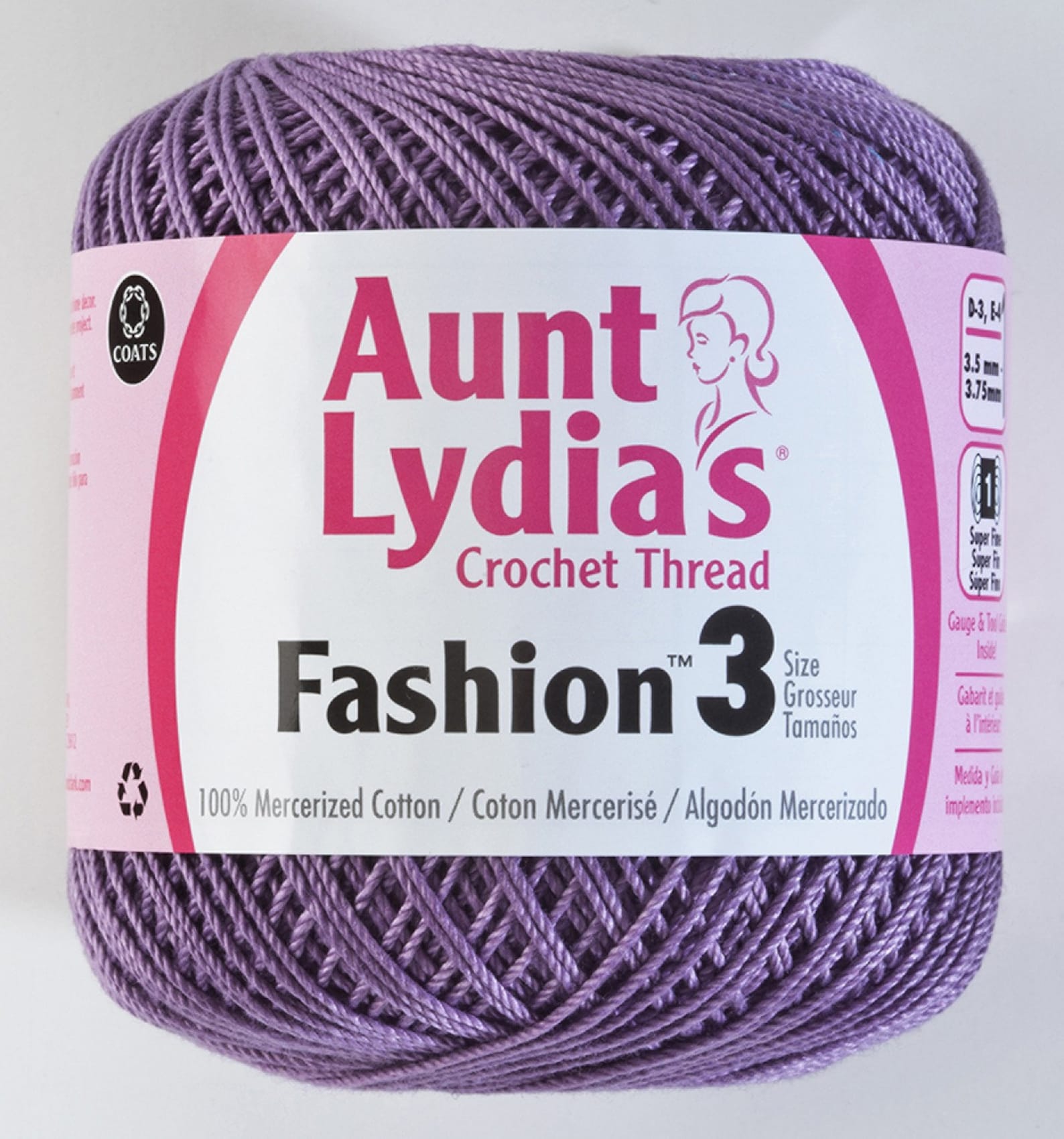 Aunt Lydia's Crochet Thread Size 3, 100% Mercerized Cotton. 3 Ply, 9 ...