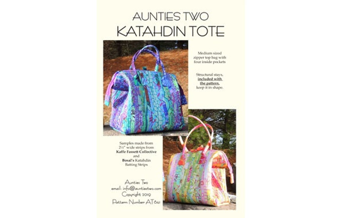 Katahdin Tote Bag, Purse, Tote Sewing and Quilting Pattern, From Aunties Two Patterns, Please ...