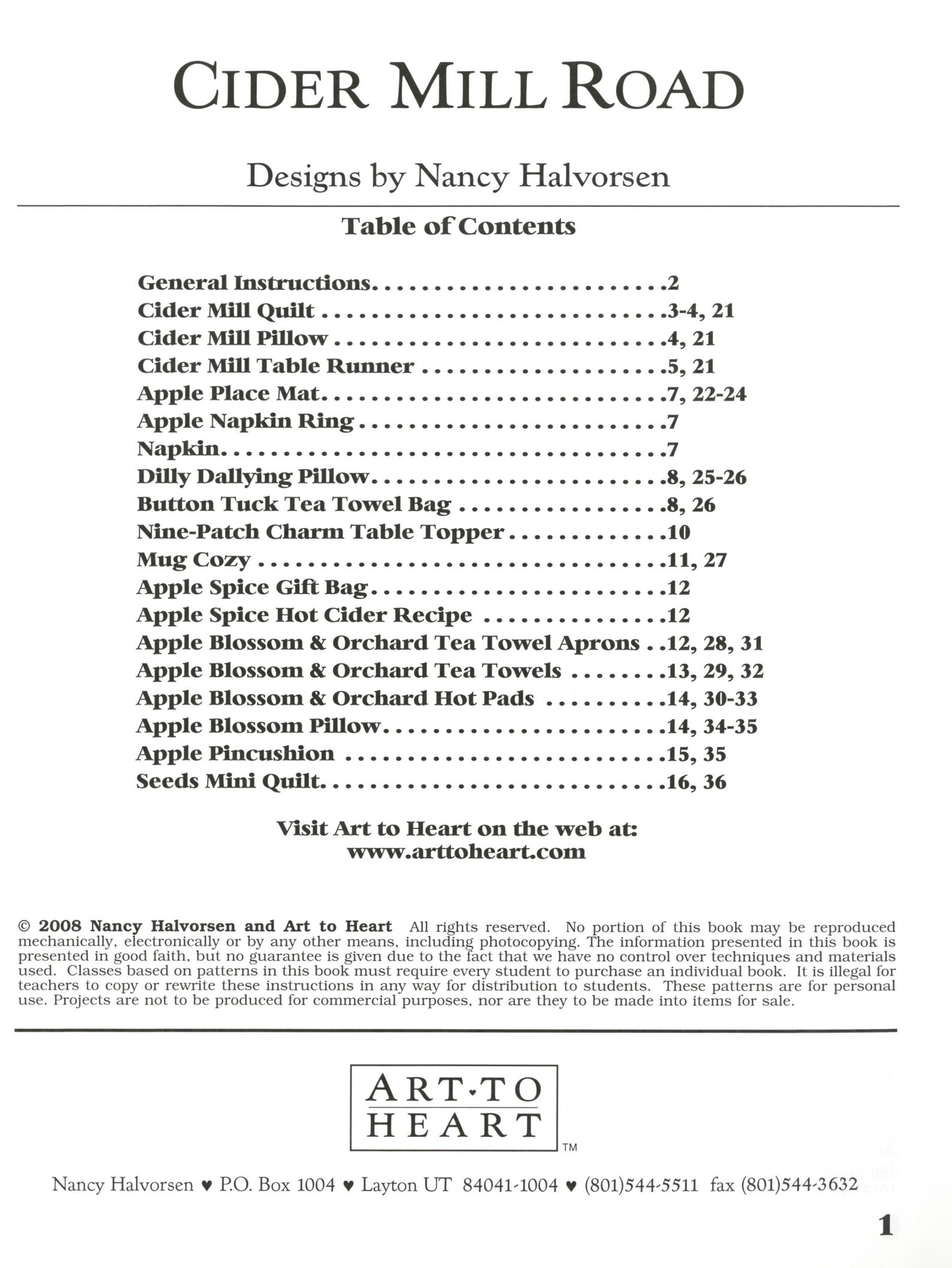 Cider Mill Road Softcover Book of Quilting and Sewing Patterns, From ...