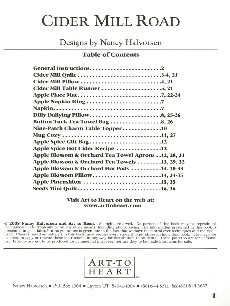 Cider Mill Road Softcover Book of Quilting and Sewing Patterns, From ...