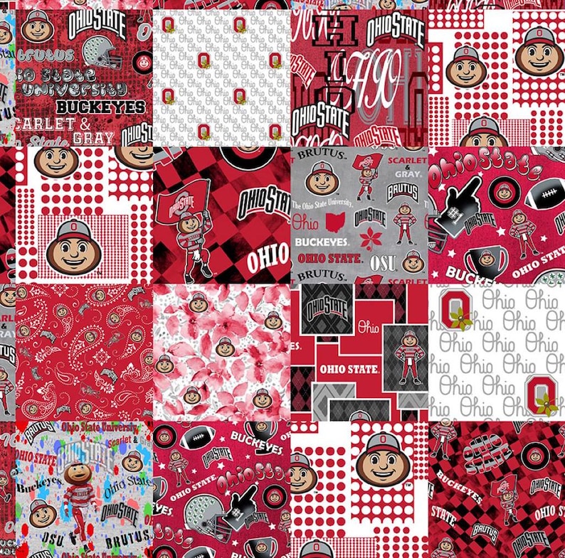 NCAA Ohio State University Buckeyes Cheater Quilt Cotton Fabric Priced ...