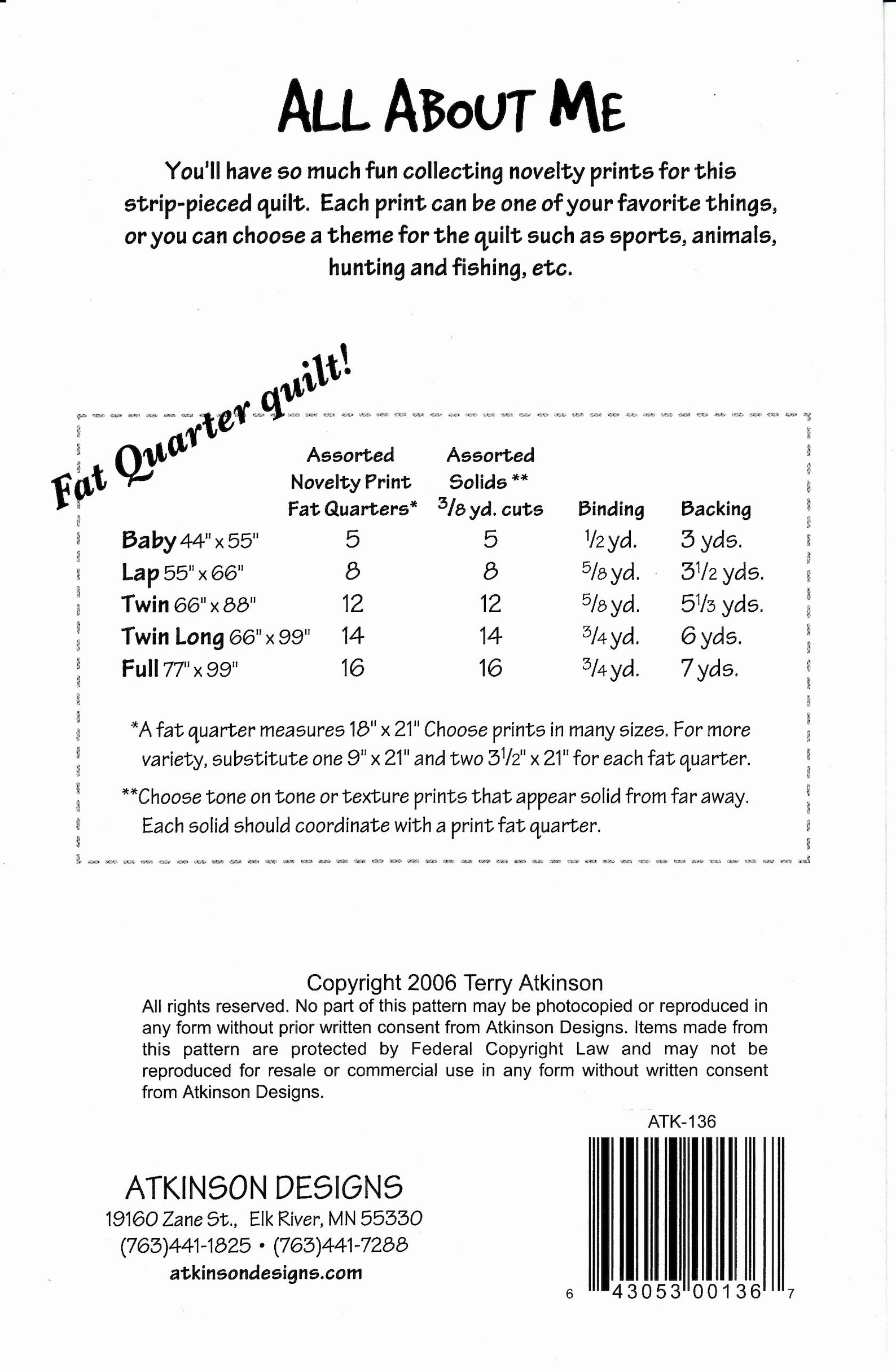 All About Me Quilt Quilting Pattern From Atkinson Designs - Etsy