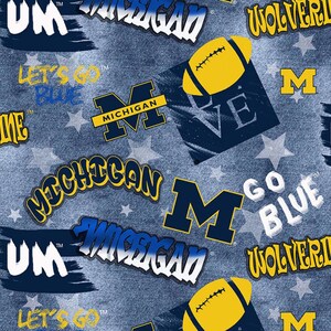 NCAA University of Michigan Wolverines Graffiti Woven Cotton Fabric ...