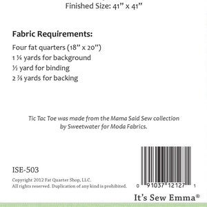 Tic Tac Toe Quilt Quilting Pattern, by Sarah Price, From It's Sew Emma ...