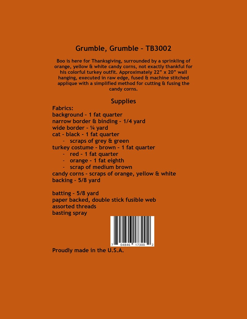 Grumble, Grumble Grumpy Cat Quilting Pattern From Trouble and Boo ...