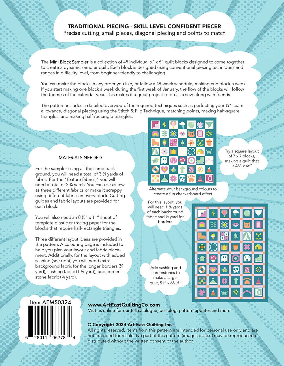 Mini Block Sampler Quilt Pattern Book, From Art East Quilting Co. BRAND ...