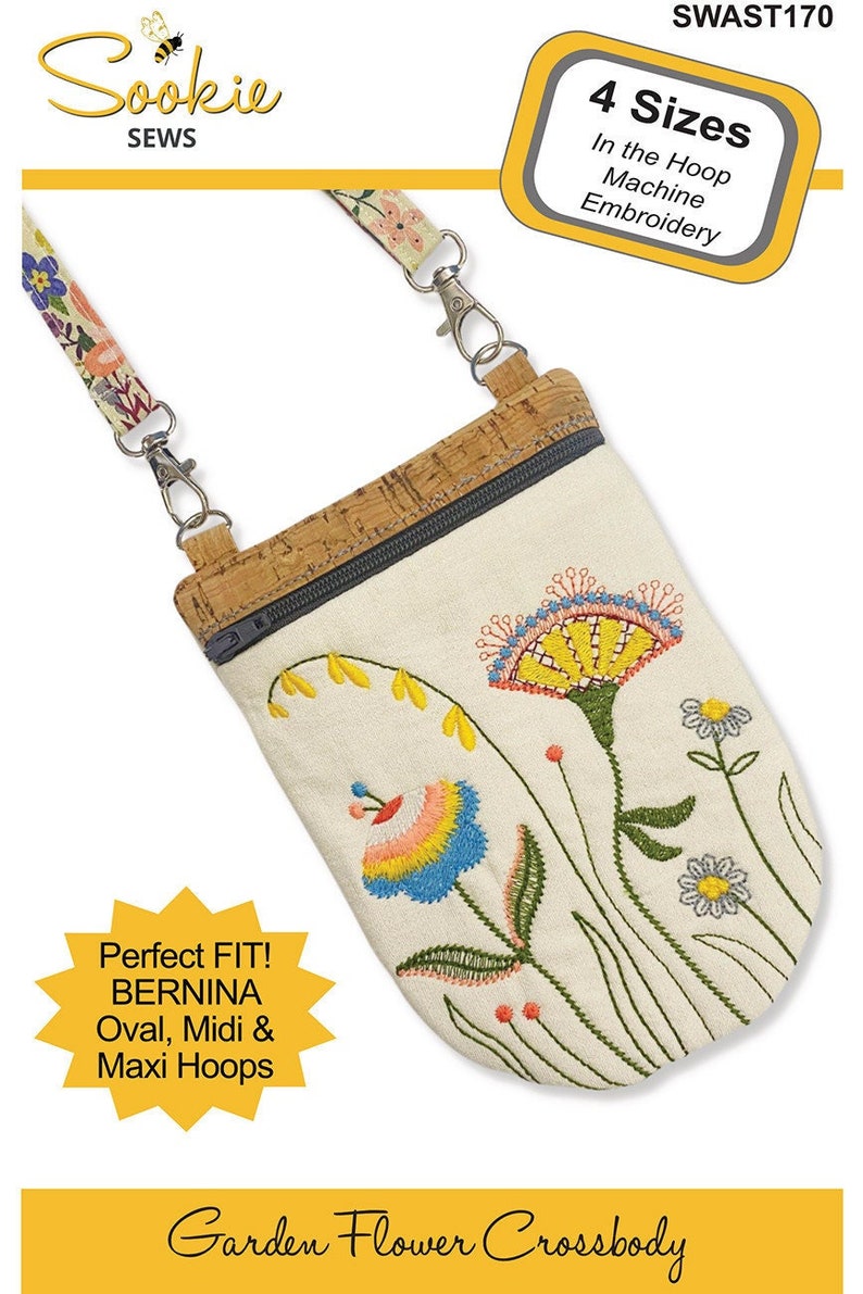 Garden Flower Crossbody Zipper Bag, in the Hoop Machine Embroidery ...