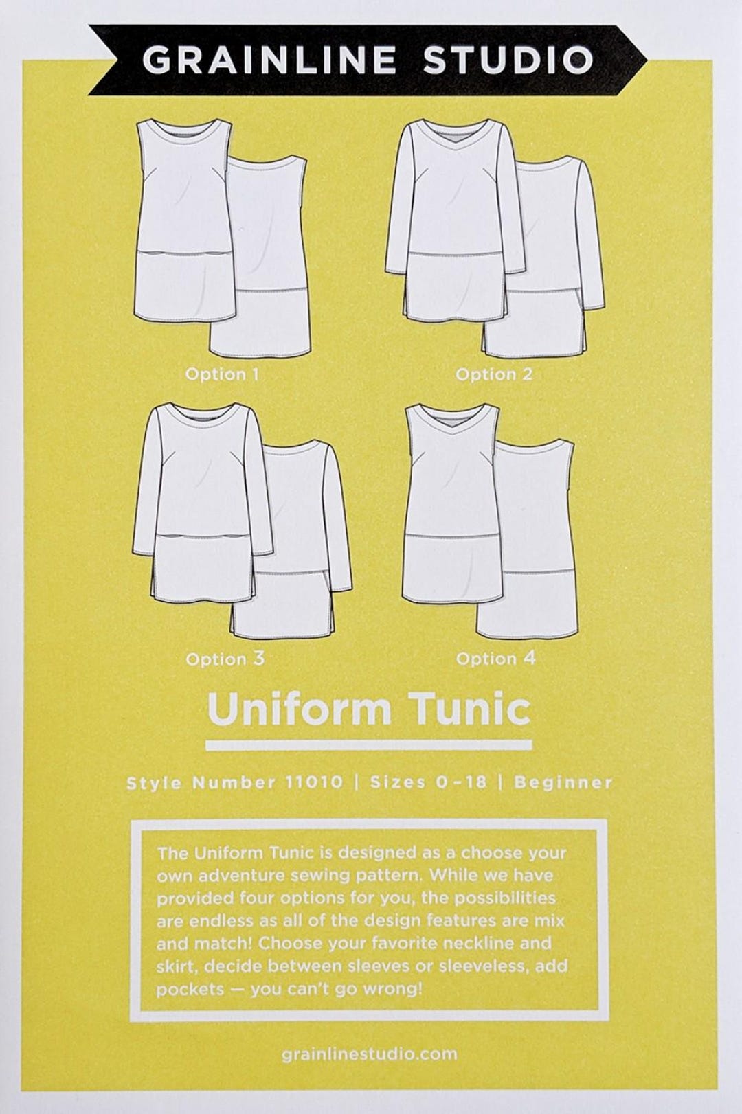 Uniform Tunic Sewing Pattern, Sizes 0-18, From Grainline Studio LLC ...