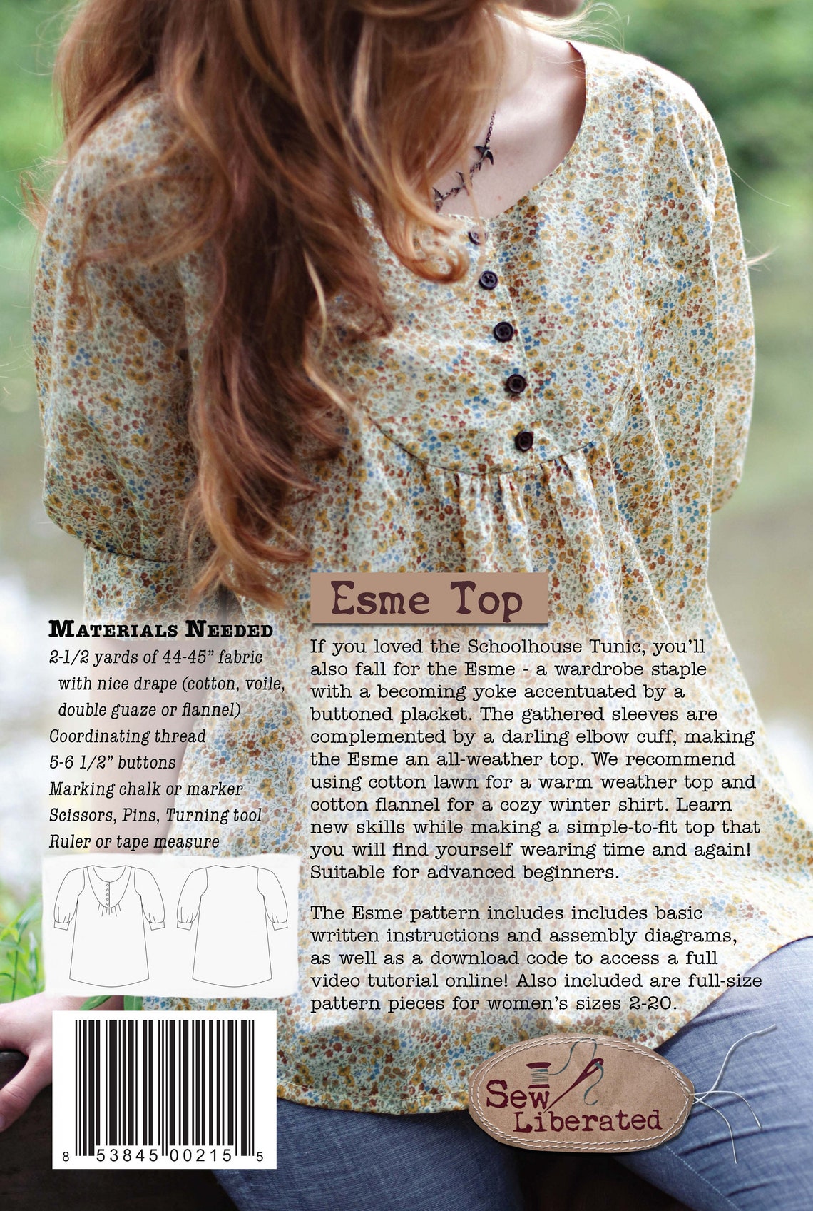 The Esme Top Shirt Blouse Sewing Pattern, Women's Sizes 2-20, From Sew ...