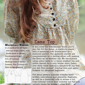 The Esme Top Shirt Blouse Sewing Pattern, Women's Sizes 2-20, From Sew ...