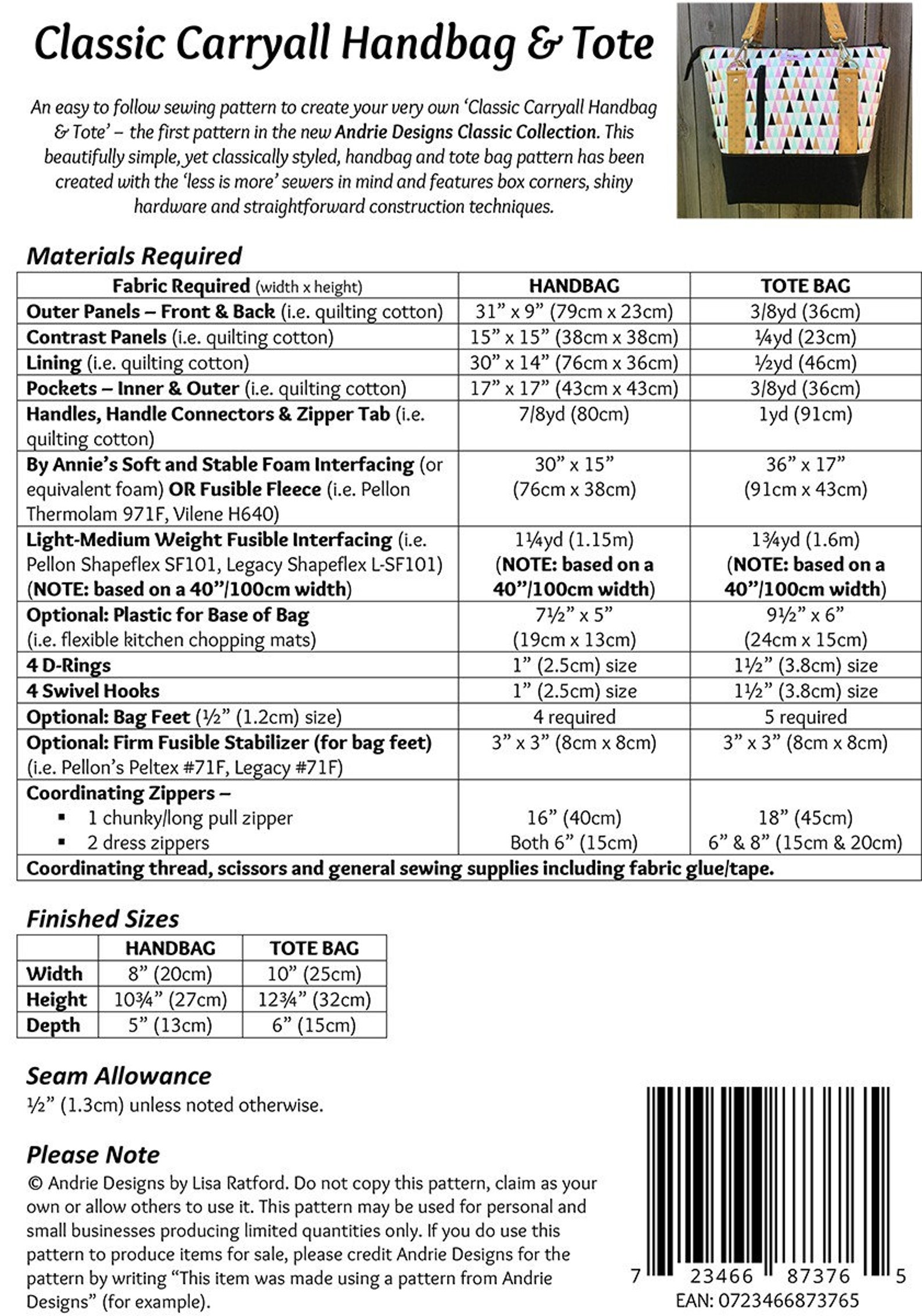 Classic Carryall Handbag and Tote Purse Sewing Pattern From - Etsy