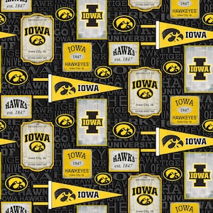 University of Iowa Hawkeyes Vintage Pennant Woven Cotton Fabric Priced ...