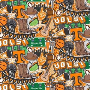 NCAA University of Tennessee Volunteers Doodle Cotton Fabric, Priced by ...