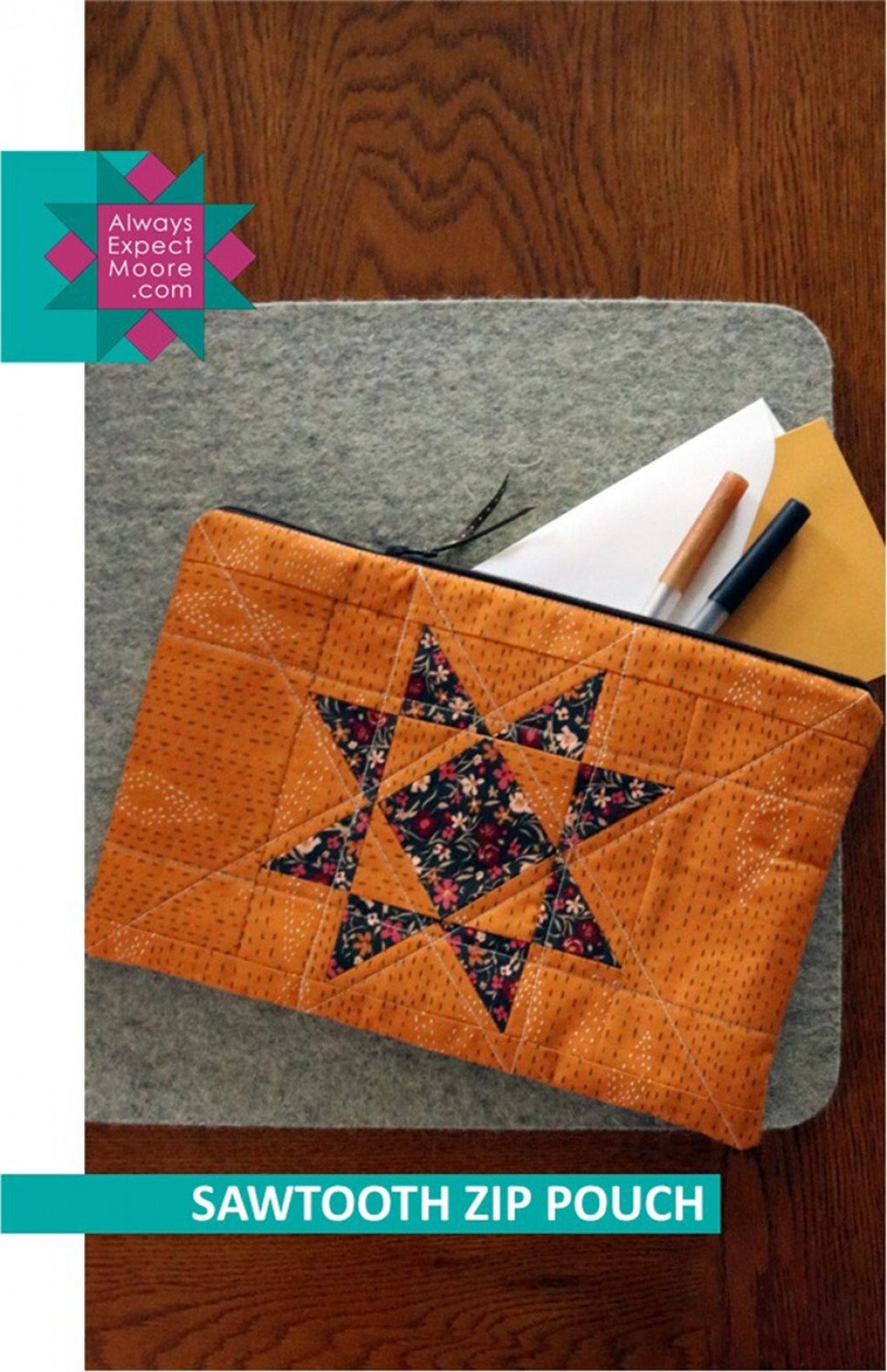 Sawtooth Zip Pouch Quilting Pattern From Carolina Moore Patterns BRAND ...
