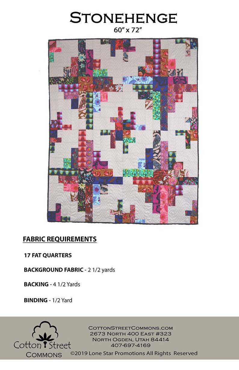 Stonehenge Quilt Quilting Pattern From Cotton Street Commons | Etsy