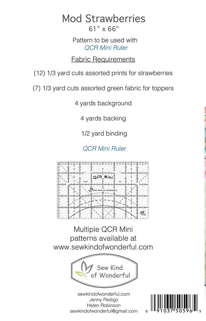 QCR Mini Mod Strawberries Quilt A Pieced Quilting Pattern by - Etsy