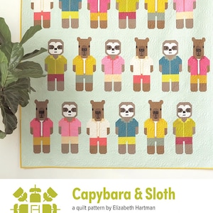 Capybara and Sloth Patchwork Quilt Quilting Pattern, From Elizabeth ...