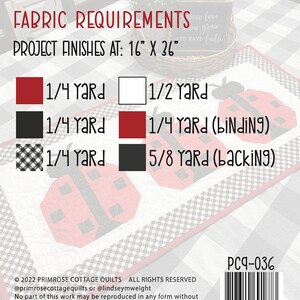 Ladybug Lane Table Runner Quilt Pattern, From Primrose Cottage BRAND ...