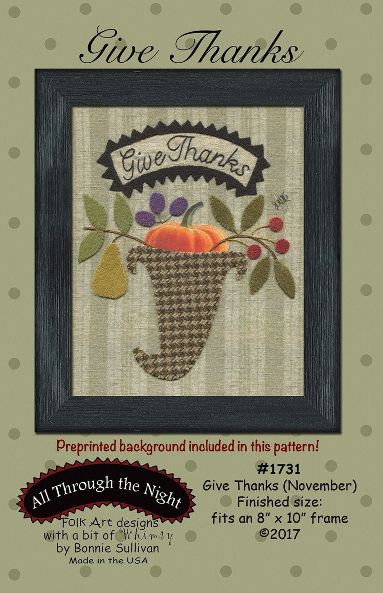 November- Give Thanks, Sewing and Embroidery Pattern From All Through ...