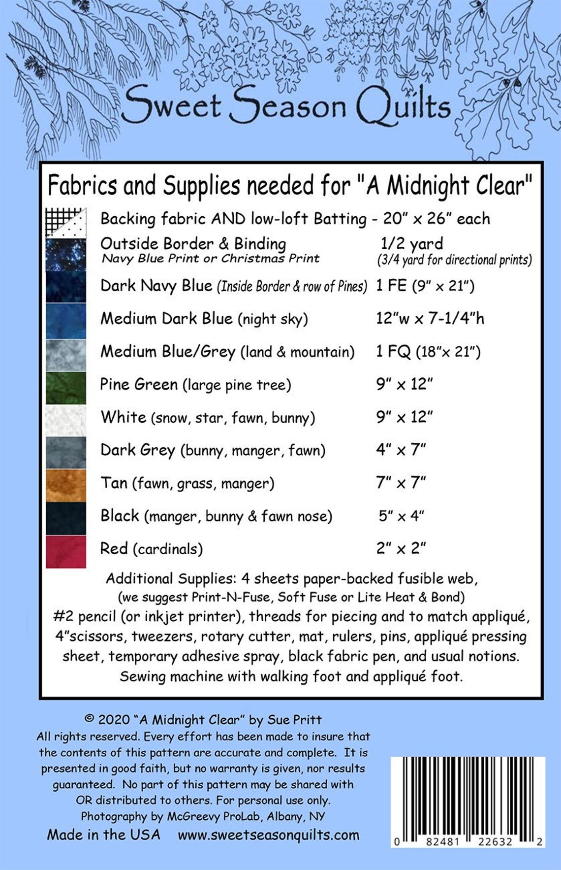 A Midnight Clear Applique Kit and Quilt Pattern From Sweet - Etsy