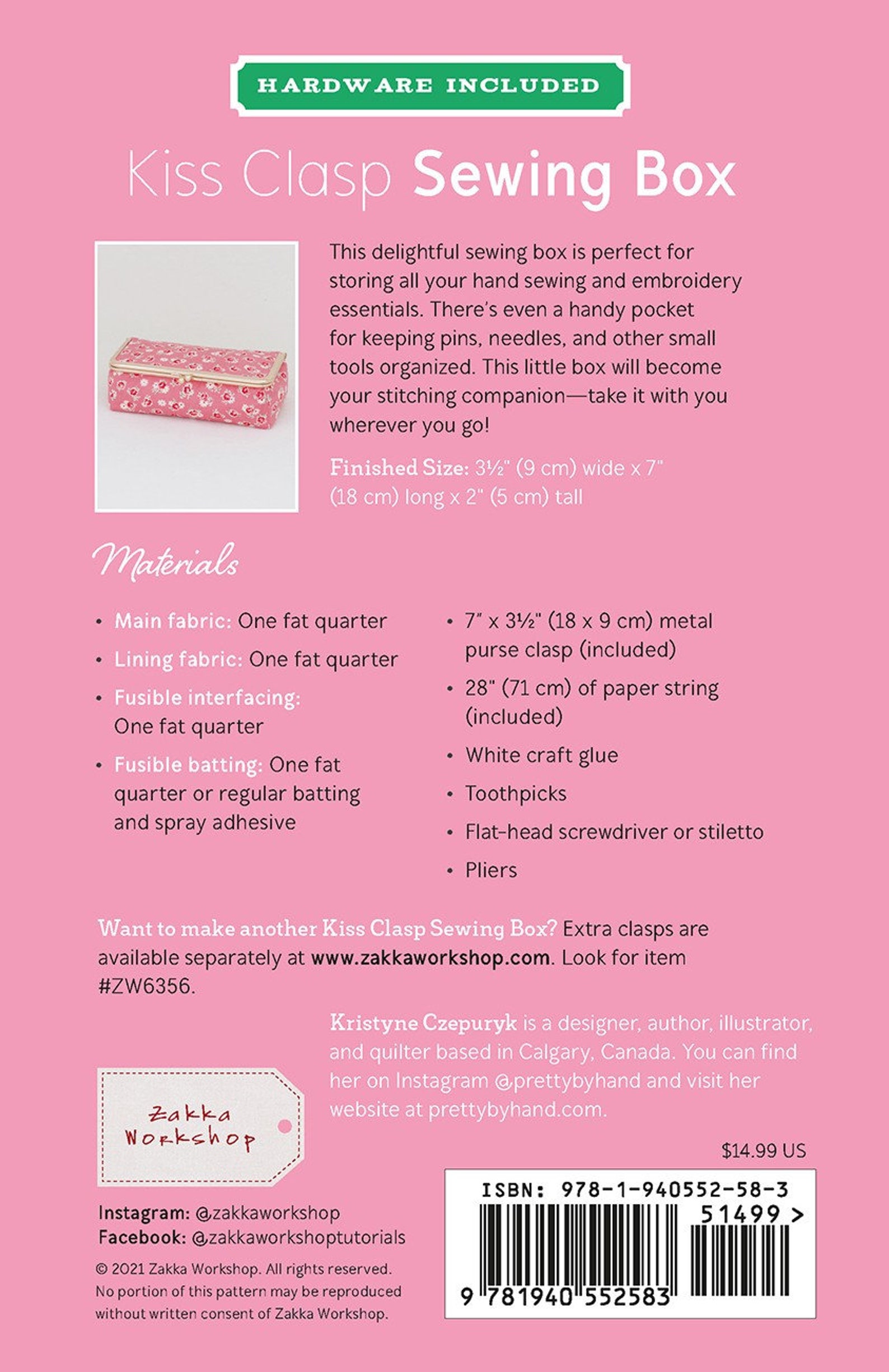 Kiss Clasp Sewing Box Kit Sewing Pattern From Zakka Workshop BRAND NEW ...