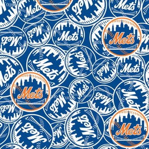 MLB New York Mets All Over Baseball Team Woven Cotton Fabric, Priced by ...