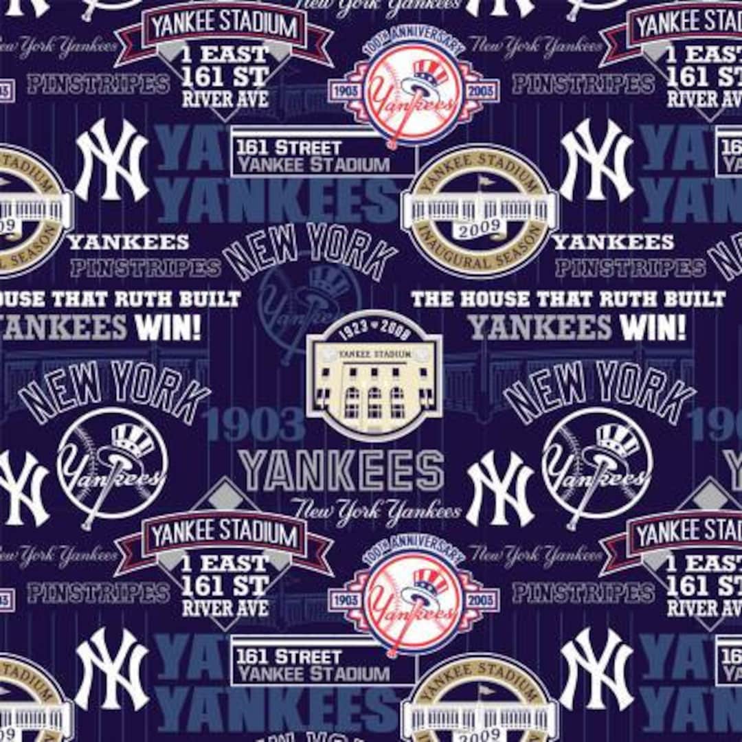 MLB Baseball New York Yankees Woven Cotton Fabric, Priced by the HALF ...