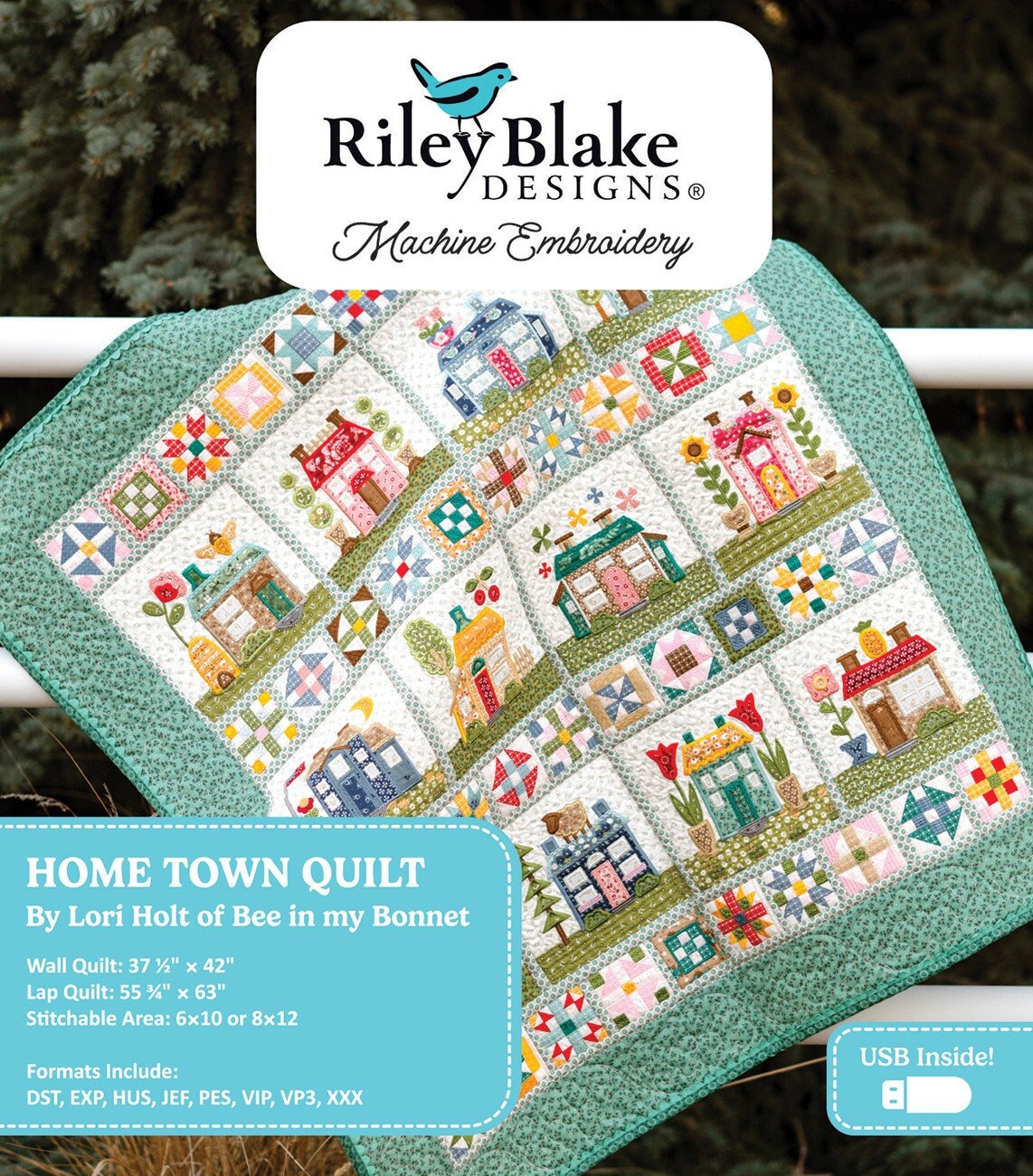 Home Town Quilt Quilting, Machine Embroidery Pattern, USB Flash Drive ...