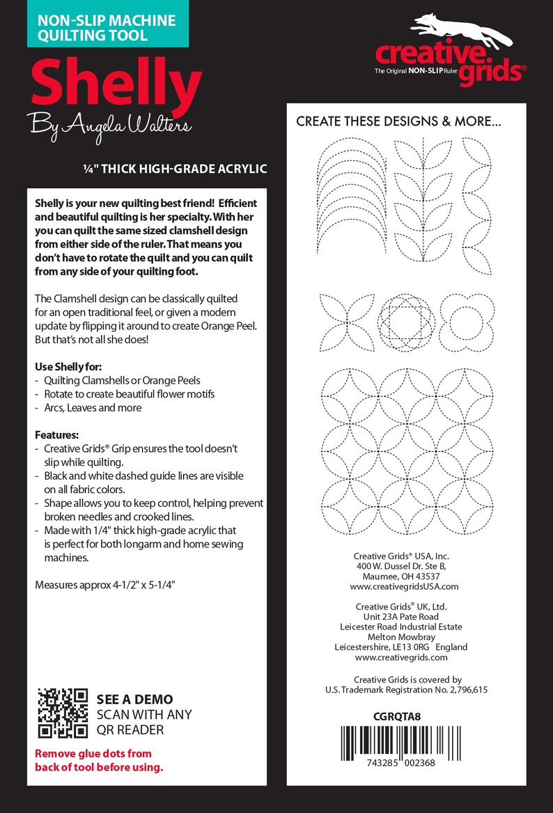 Shelly Machine Quilting Tool Template Ruler From Creative - Etsy