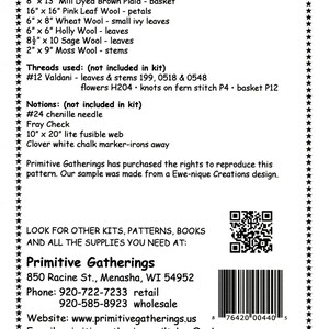Geranium Beauty Craft Sewing Pattern, From Primitive Gatherings, BRAND ...