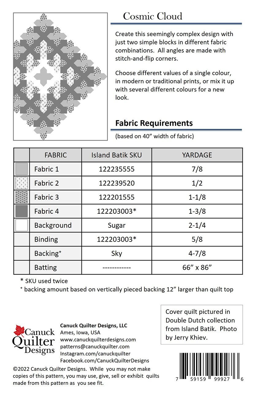 Cosmic Cloud Quilt Quilting Pattern, From Canuck Quilter Designs BRAND ...