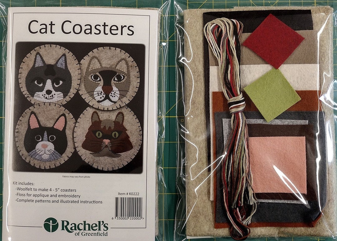 Cat Coasters Kit Sewing Pattern, From Rachel's of Greenfield BRAND NEW ...